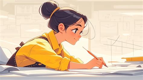 Premium Vector Pacific Islander Female Engineer In Her S Drafting Plans