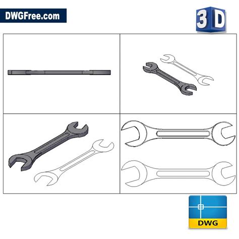 3d Wrench Dwg Free [ Drawing 2020 ] In Autocad Blocks 3d