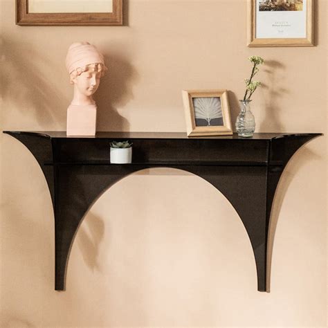 Mm Floating Wall Mounted Acrylic Console Table Narrow Black Entryway Table With Open Storage
