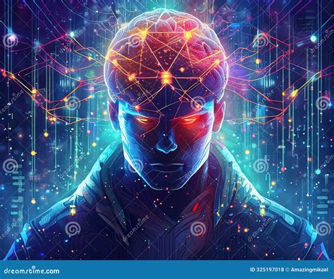 Conceptual Hacker S Brain With Neural Pathways Illuminated By Streams