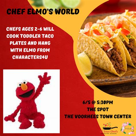 Cooking With Elmo Lil Sous Chefs Cooking School Fun Cooking School