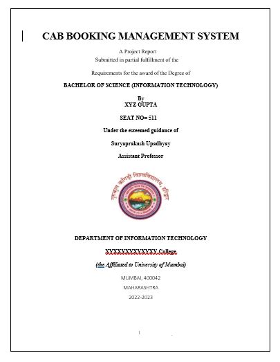 Cab Booking Management System Synopsis