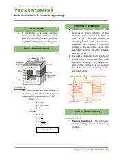 Principle Of Operation Basics Of A Transformer In Electrical Course Hero