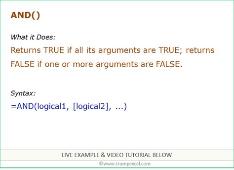Excel AND Function Formula Examples FREE Video