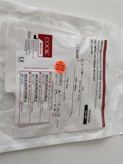 New Cook Medical Micropuncture Pedal Access Set G02988 Exp 2023 05 Q12 G02988 Micropuncture