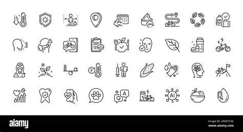 Sun Protection Low Thermometer And Uv Protection Line Icons Pack For Web App Line Icons
