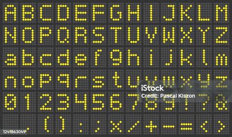 Led 글꼴 문자 숫자 기호 기호 디지털 디스플레이 벡터 이미지 디지털 전광판에 대한 스톡 벡터 아트 및 기타 이미지 디지털 전광판 벡터 Led 조명 Istock