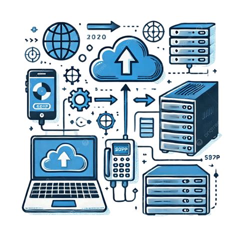 Illustration Of Cloud Computing Concept Featuring Devices Servers And