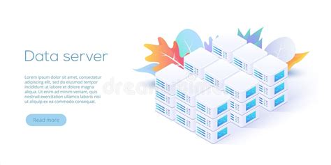 Isometric Flat Cloud Hosting Network Vector Onlin Stock Vector Illustration Of Line Data