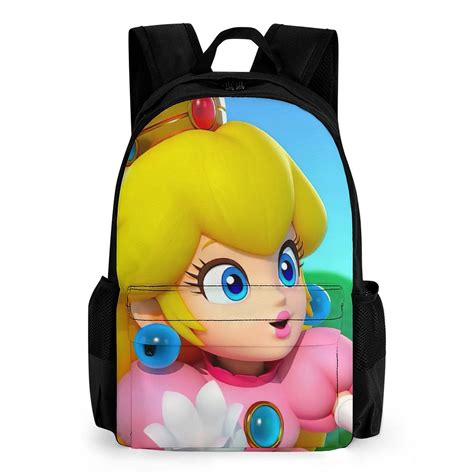 Mario Princess Peach Backpacks Lightweight Bookbags Casual Daypack For