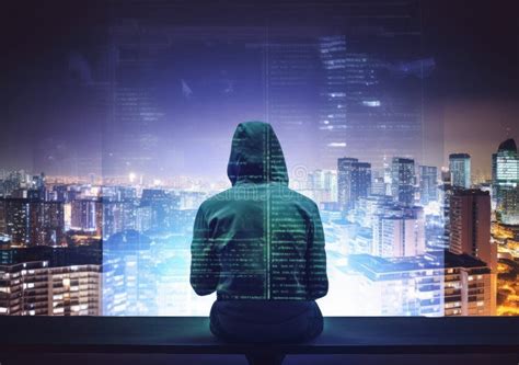 Hacker Man With Anonymous Mask Using Laptop To Hacking In The Top