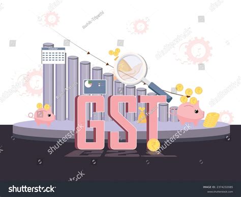 Gst Decrease Conceptual Illustration Declining Bar Stock Vector