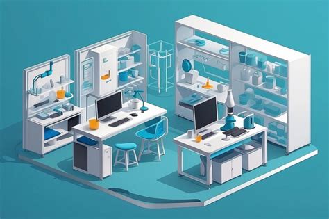 Premium Photo Lab Section With 3d Printing Prototypes Vector Illustration