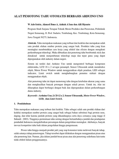 Kel 1 Ms3b Sistem Pengendali Otomasi Artikel Alat Pemotong Tahu