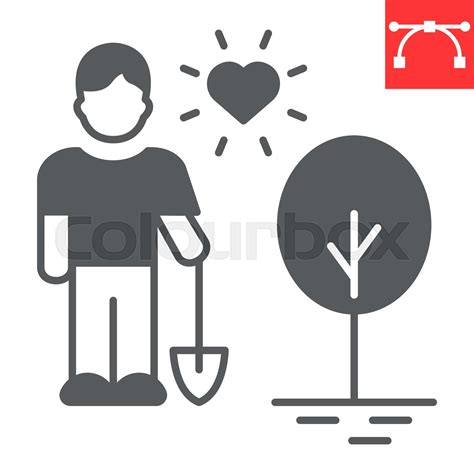 Man Planting Tree Glyph Icon Stock Vector Colourbox