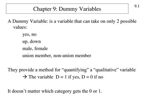 ppt chapter 9 dummy variables powerpoint presentation free download