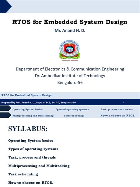 Rtos For Embedded System Design Mr Anand H D Pdf Process