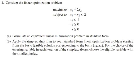 Solved For Problem B Please Solve Using Simplex Algorithm Chegg Com