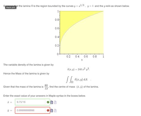 Solved S Maple Plot At The Lamina Ω Is The Region Bounded By