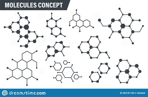 Set Of Molecule Badge Connected Hexagonal Molecule Badge Molecular