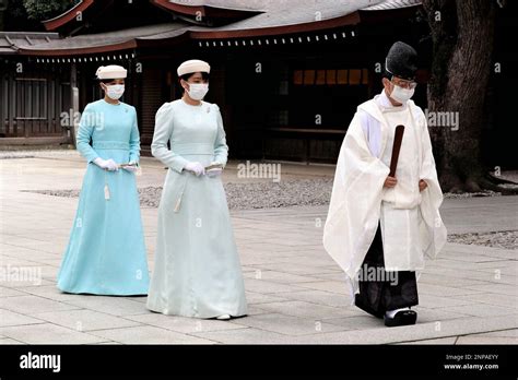 Princess Mako And Princess Kako Of Akishino Visit Meiji Jingu Shrine To