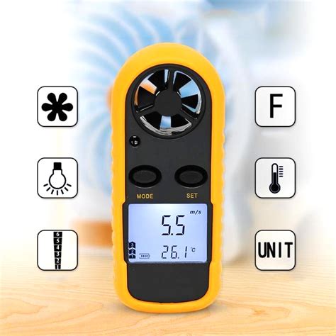 Portable Anemometer Thermometer Wind Speed Gauge M Vicedeal