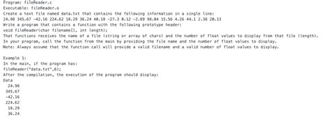 solved program filereader c executable filereader o create