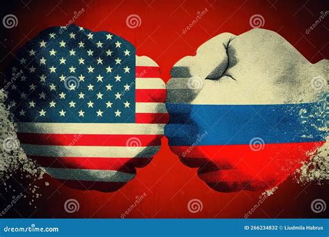 Confrontation Between The Usa And Russia Clashed Fists 3d Rendering