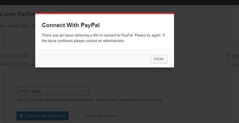 Connect With Paypal Error