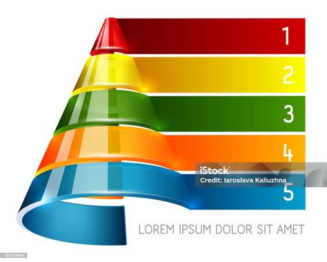 마케팅 인포그래픽을 위한 광택 반투명 판매 피라미드 판매 깔때기 유리 벡터 요소 흰색 배경에 격리 5단계 인포그래픽 디자인 공란에 대한 스톡 벡터 아트 및 기타 이미지