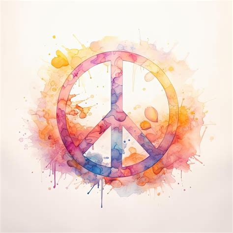 Premium Ai Image Peace Sign In Watercolor Background