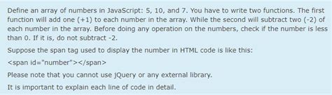 Define An Array Of Numbers In JavaScript 5 10 And Chegg