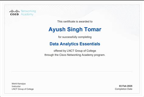 Datascience Cisco Certification Learningjourney Techgrowth Backatit… Ayush Singh Tomar