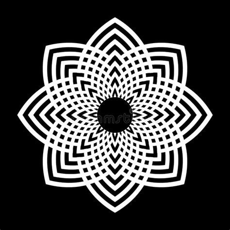 Abstract Geometric Circle Pattern White Lacy Design Element On Black Background Stock Vector