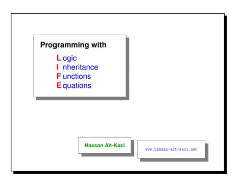 pdf programming with logic inheritance functions and equations