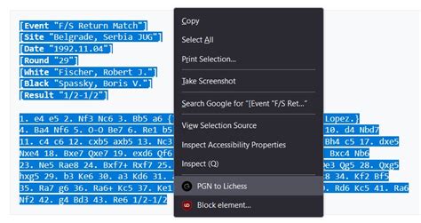 Github Danielboxer Pgn To Lichess Firefox Extension To Quickly Open Selected Pgns In Lichess