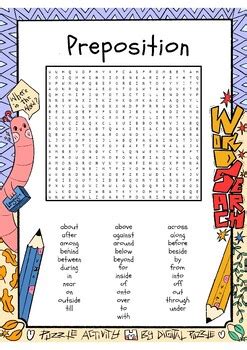 Preposition Word Search Puzzle Worksheet Activity By Digitally Entertaining