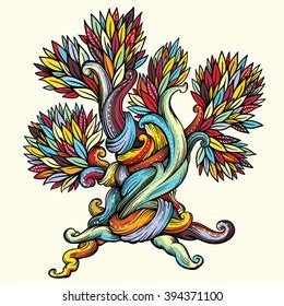 Tree Life Vector Illustration Stock Vector Royalty Free 394371100