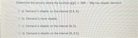 Solved Determine The Prices Where The Function