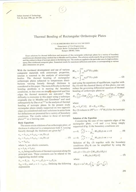 Pdf Thermal Bending Of Rectangular Orthotropic Plates