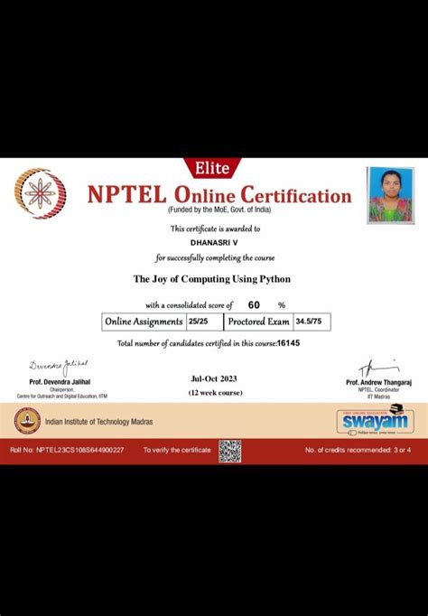 dhanasri venkatakrishnan on linkedin iitmadras nptel