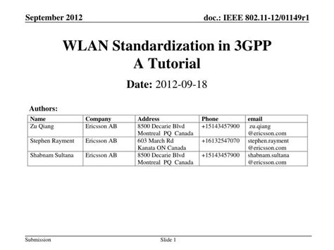 PPT WLAN Standardization In GPP A Tutorial PowerPoint Presentation Free Download ID