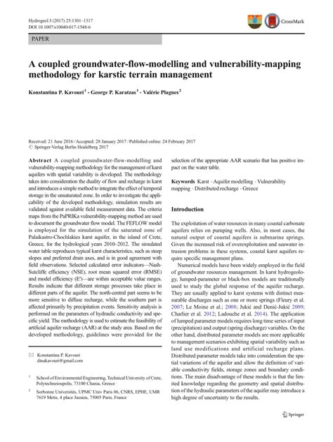 Pdf A Coupled Groundwater Flow Modelling And Vulnerability Mapping Methodology For Karstic
