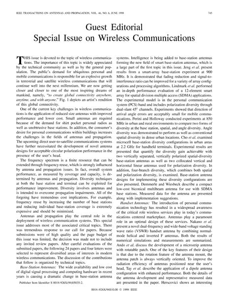 Guest Editorial Special Issue On Wireless Communications Ieee Journals And Magazine Ieee Xplore