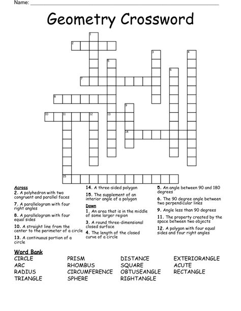 Geometry Crossword Wordmint