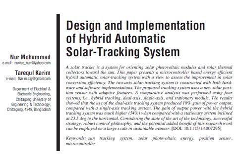 PDF Design And Implementation Of Hybrid Automatic Solar Tracking System