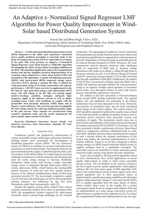 Pdf An Adaptive εnormalized Signed Regressor Lmf Algorithm For Power