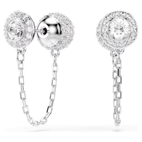 Swarvski Una Angelic Drop Earrings Round Cut White Rhodium Plated