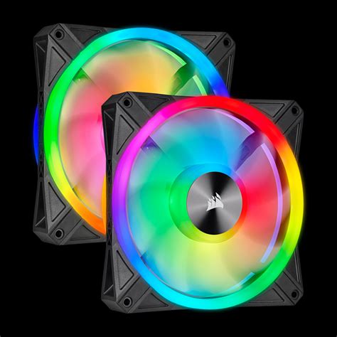 corsair icue ql140 rgb 140mm pwm black fan x2 with lighting node core juspc