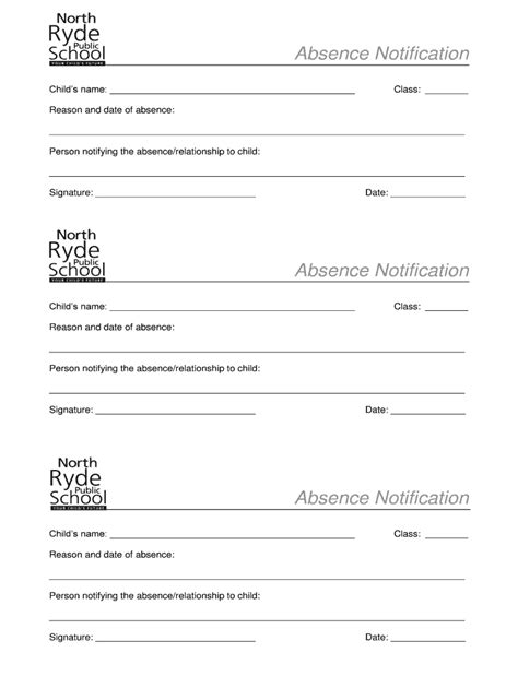 Fillable Online Northrydeps Nsw Edu Absence Notification Absence Notification Absence